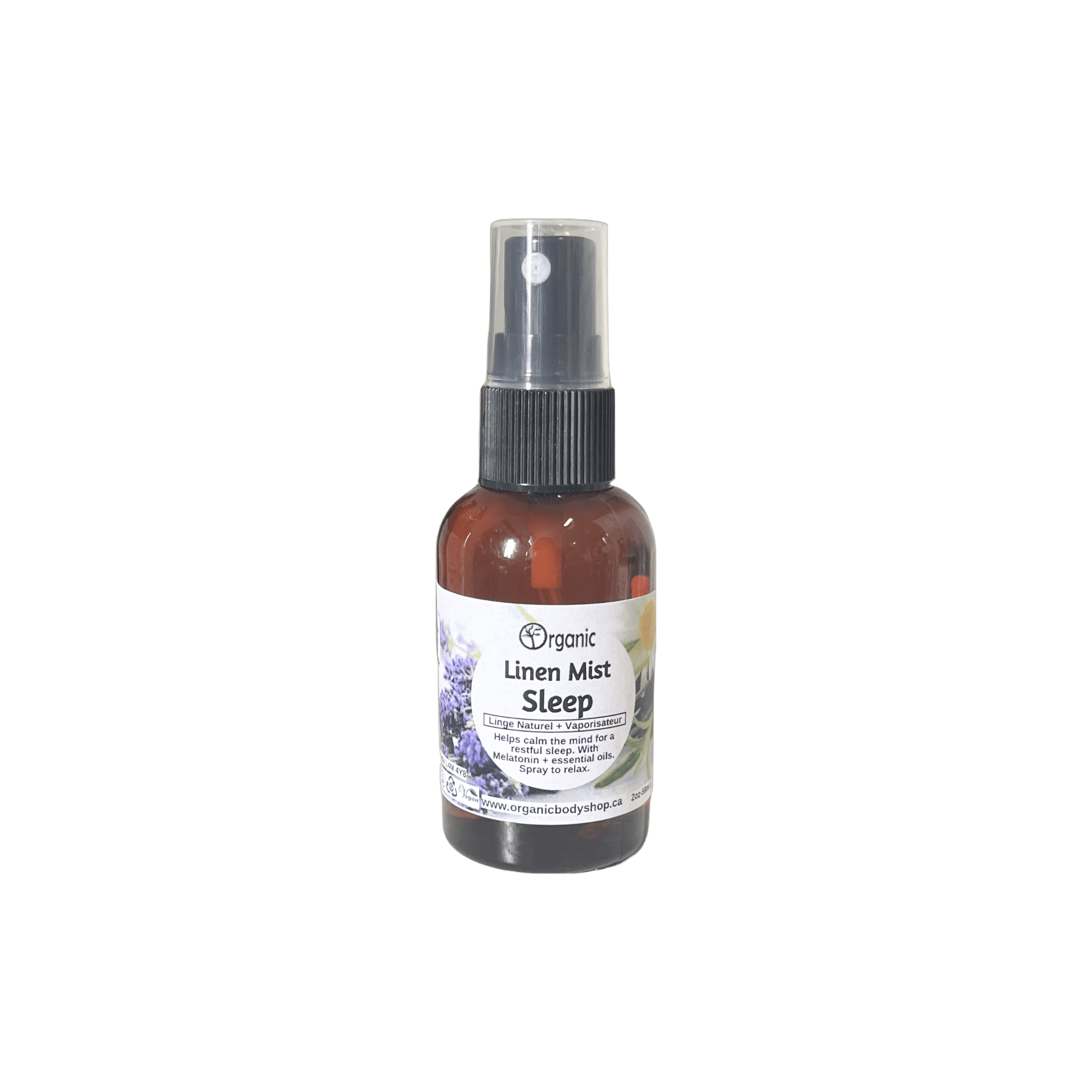 Sleep linen organic spray+ Melatonin 2oz – Organic Body Shop